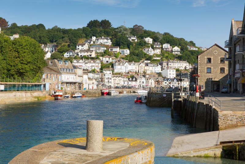 Looe Harbour Cornwall England with Blue Green Sea Editorial Photography ...