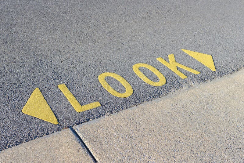 Look and Arrows Sign on the Road Stock Photo - Image of conceptual ...
