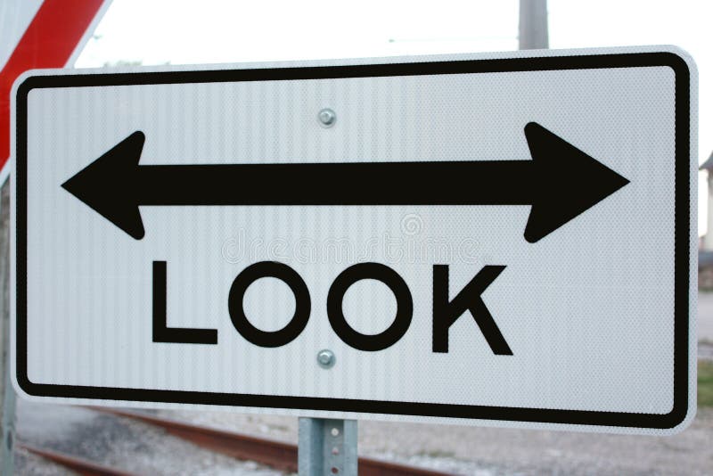 Look Both Ways stock photo. Image of sign, crossing, caution - 599120