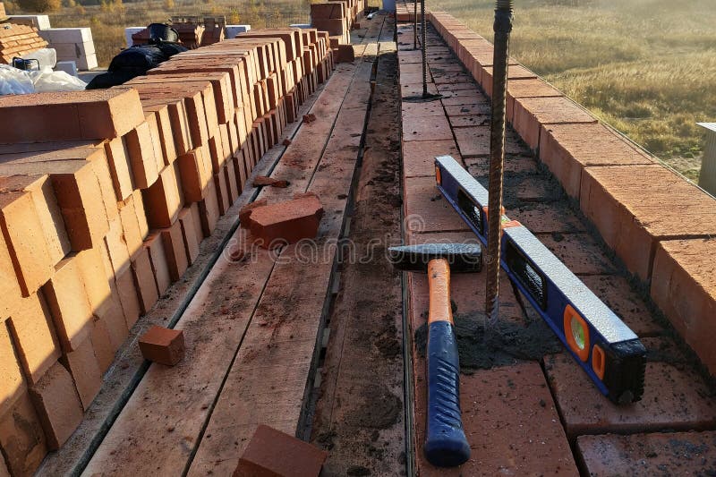 The Look of the Brick Wall Along the Foreground Tools Stock Image ...