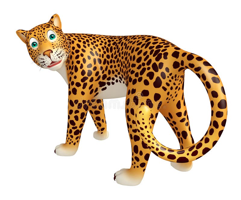 Fun Leopard Cartoon Character with Book Stock Illustration ...