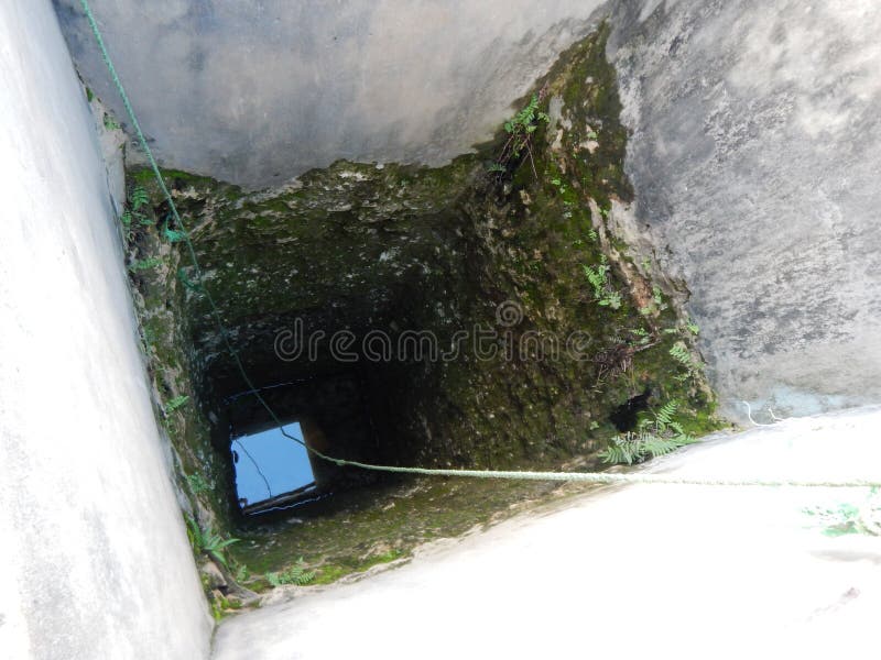 Look into a Deep Well with Water Stock Photo - Image of horrendous ...