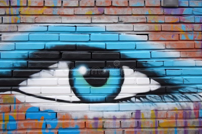 Look Expressive Art Street Modern Wall Brick Eye Graffiti Stock ...