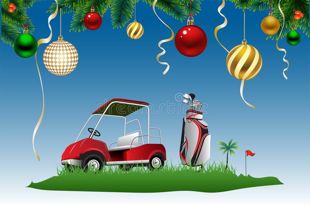 Merry Christmas Golf Coursw Stock Vector - Illustration of golfing ...