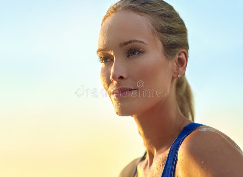 Always Look Forward. a Sporty Young Woman Standing Outdoors. Stock ...