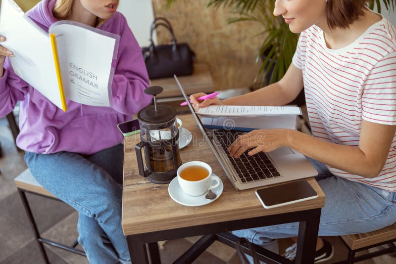 Close Up of Busy Students that Preparing for Tests Stock Image - Image ...