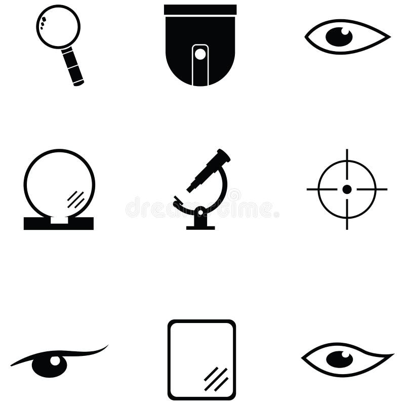 Look icon set stock vector. Illustration of lens, black - 120567564