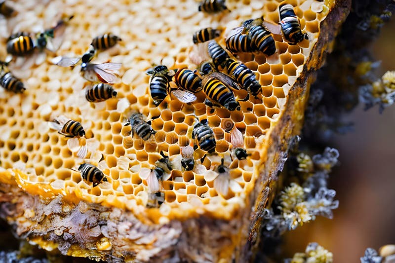 Inside of a Bee Hive during Honey Harvesting Generative Art Stock ...