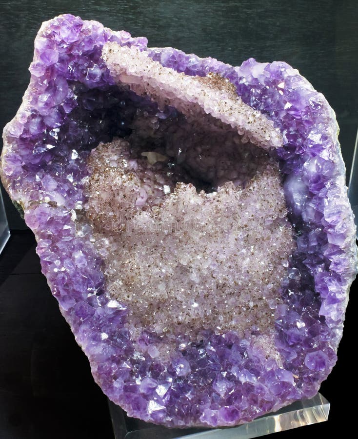 A Look Inside a Geode Full of Crystals Stock Image - Image of hollow ...
