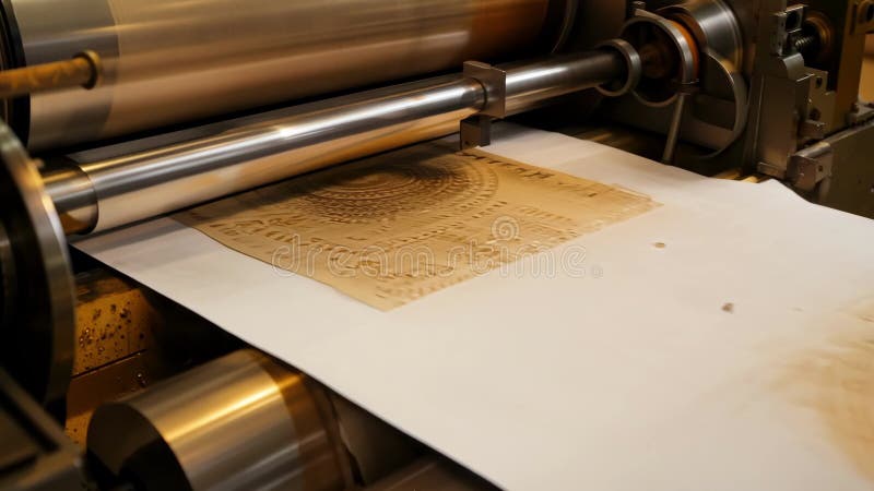 A Look Inside the Press Showing the Rollers Marking Up the Paper with ...