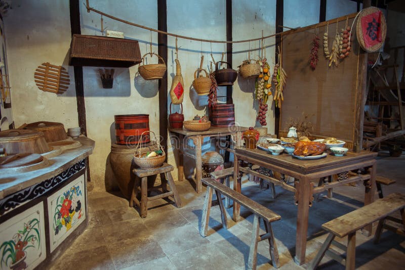 Look of Kitchen in the Past of China Stock Image - Image of scenery ...