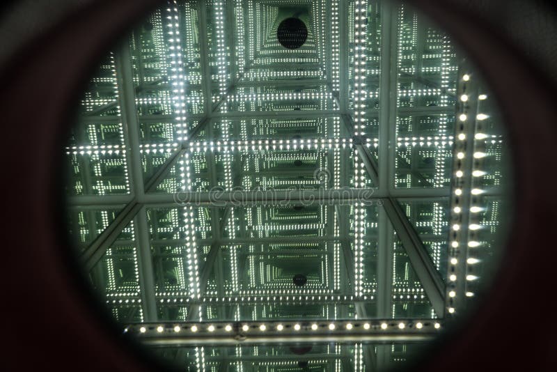 A Look through LED Mirror of Abstract Infinite with High Depth Stock ...