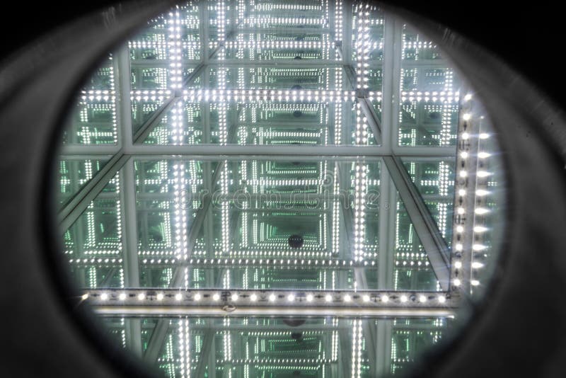 A Look through LED Mirror with Abstract Infinite with High Depth Stock ...