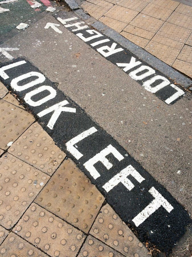 Look Left, Written on the Street in London Stock Photo - Image of ...