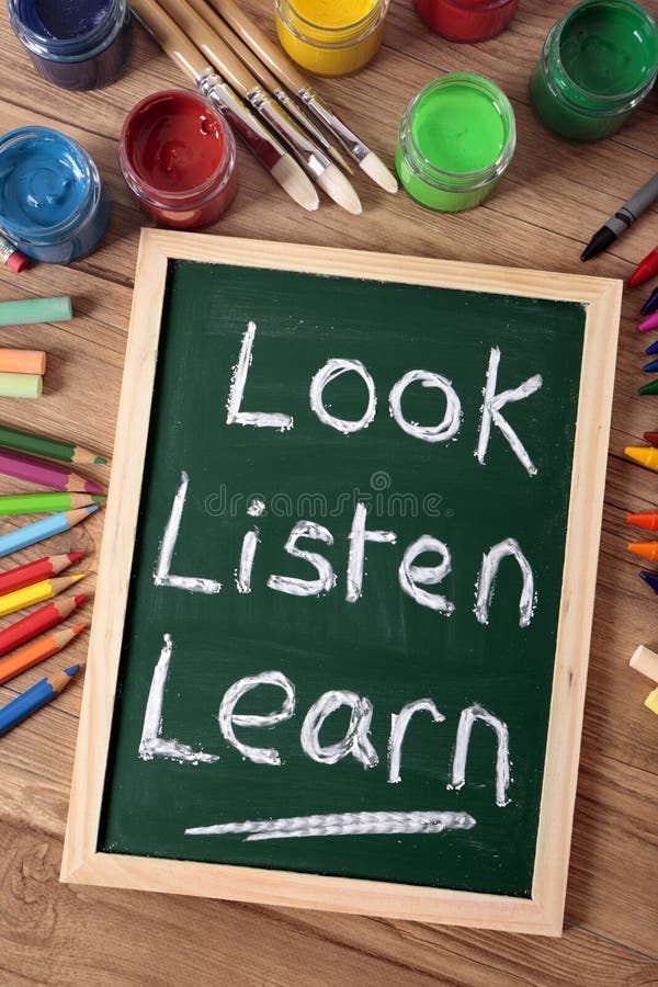 Look Listen Learn School Education Reading Writing Concept Stock Photo ...