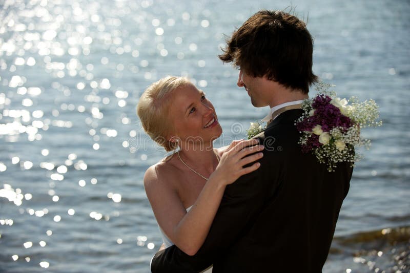 Look of Love stock photo. Image of couple, bride, water - 16896616