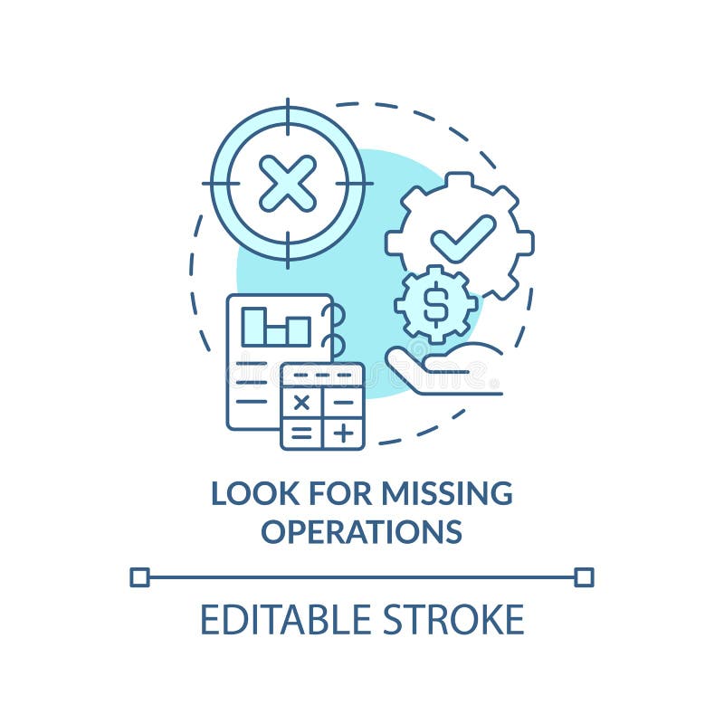 Look for Missing Operations Turquoise Concept Icon Stock Illustration ...