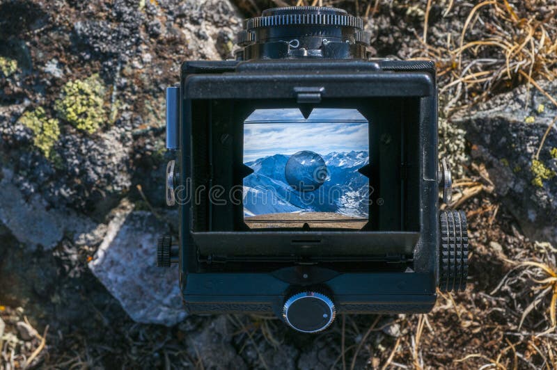 Look at the Mountain Scenery through the Viewfinder of an Old Camera ...