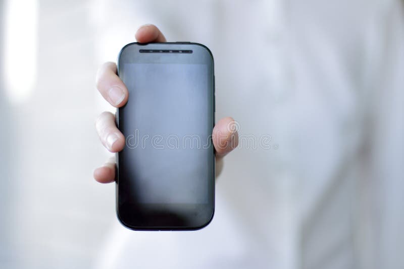 Look at my phone screen stock photo. Image of hand, computer - 69564388