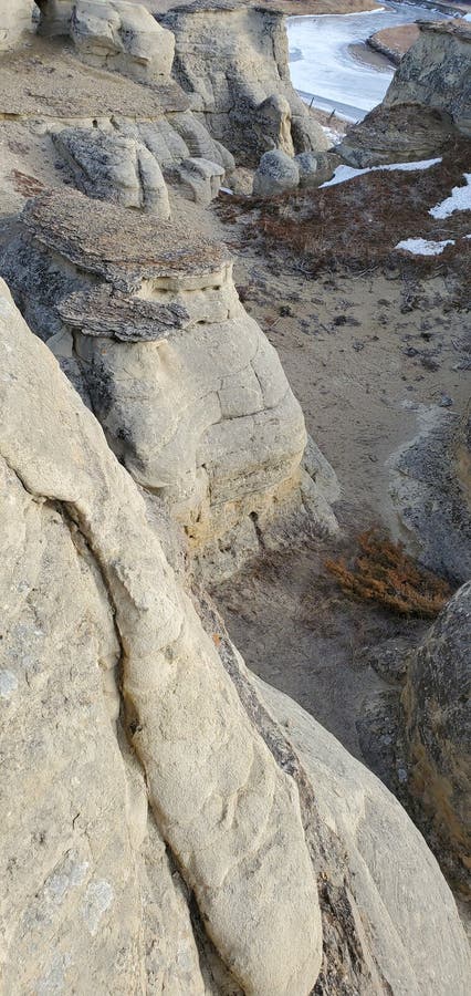 A Look Own into a Lower Area in the Cliff Face Stock Photo - Image of ...