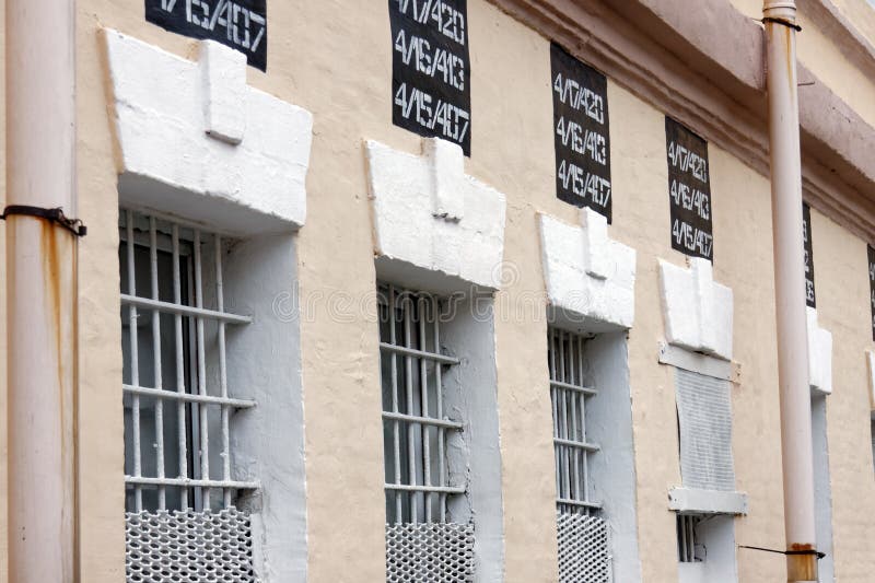 Windows of a Prison Building with Bars Stock Photo - Image of ...