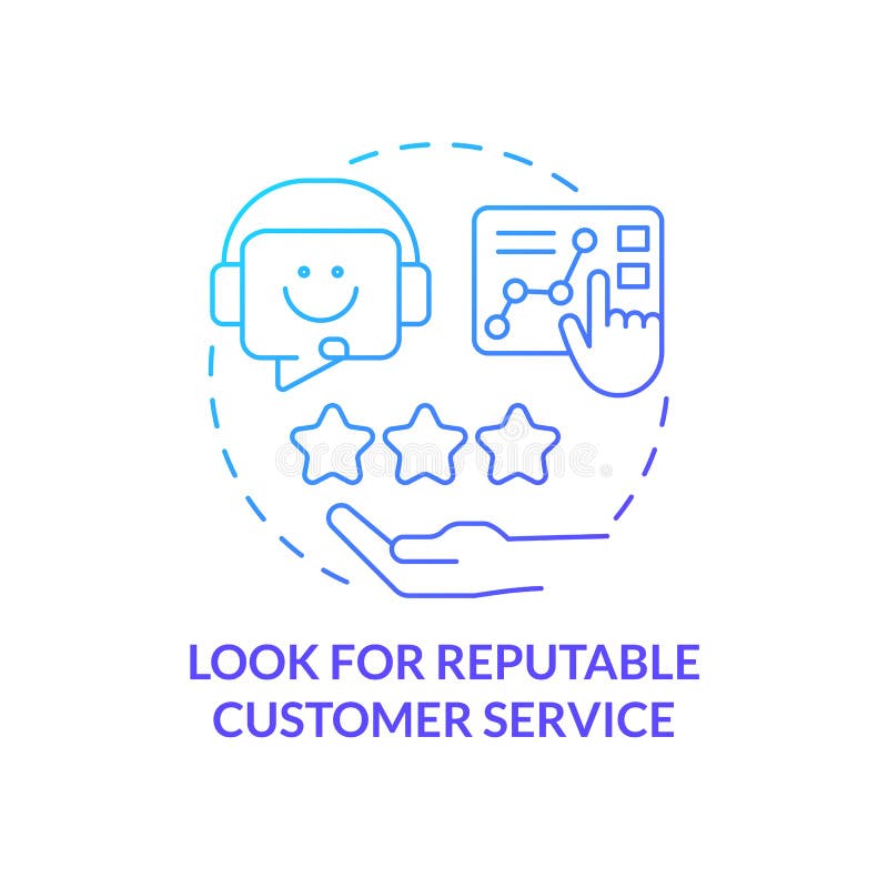 Look for Reputable Customer Service Blue Gradient Concept Icon Stock ...