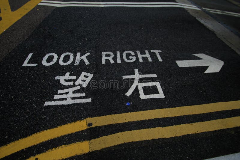 Look right stock photo. Image of street, crossing, sign - 19866844