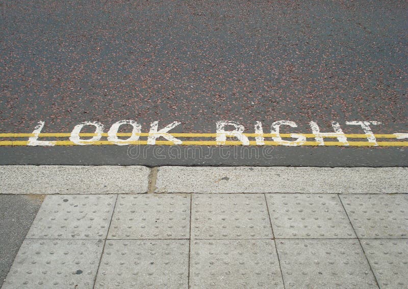 Look Right Notice on the Road Stock Photo - Image of indication, right ...