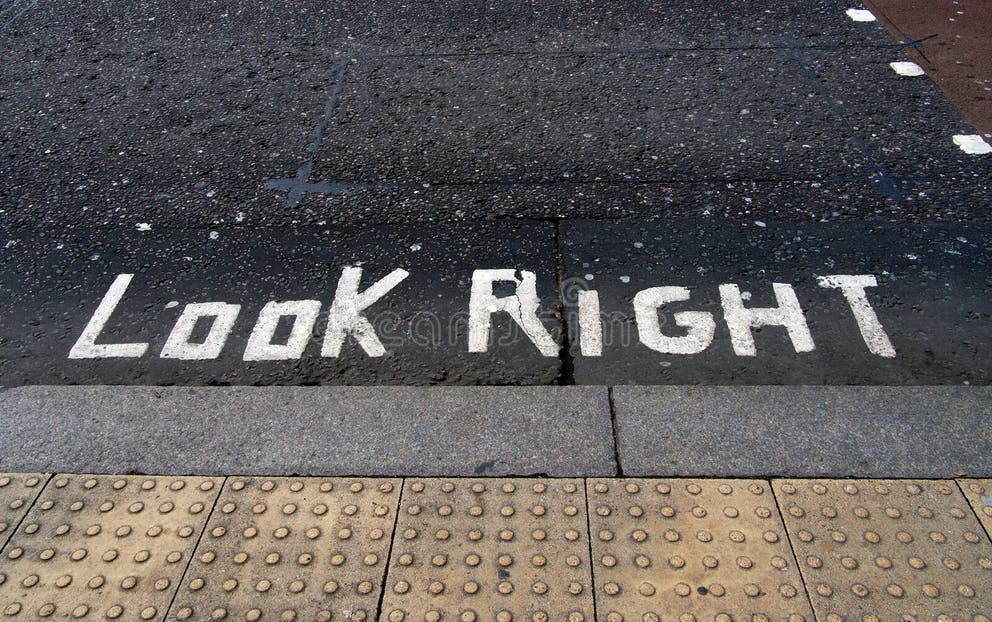Look Right Road Paint, Sign, Warning Stock Photo - Image of rightwing ...