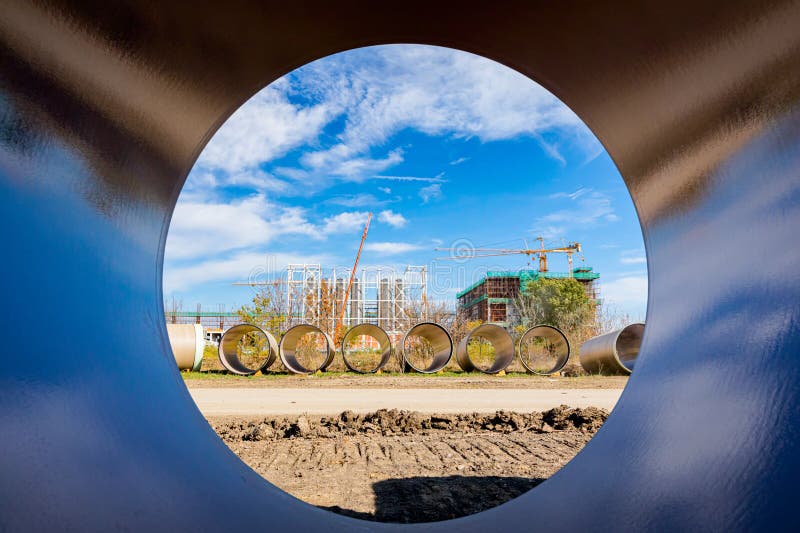 Look through Stone Pipes with Resistant Glaze Placed on the Ground in ...