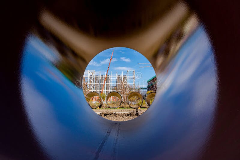 Look through Stone Pipes with Resistant Glaze Placed on the Ground in ...