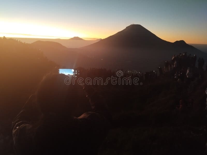 Look Sunrise in Dieng Mountine Java Editorial Photo - Image of light ...