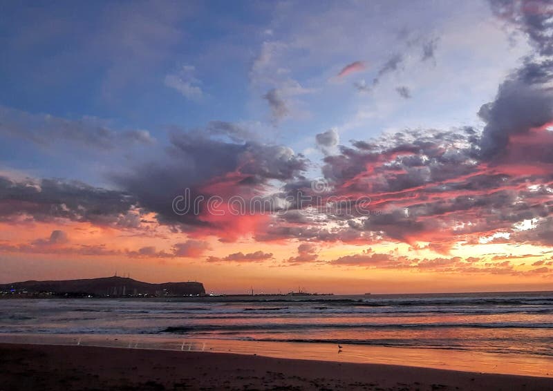 Look Sunset Beach Sea Nature Landcape Stock Image - Image of wave ...