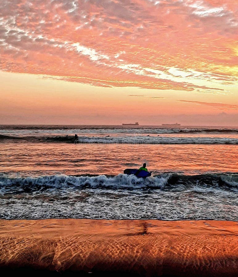 Look Sunset Beach Sea Nature Surf Landscape Stock Photo - Image of ...