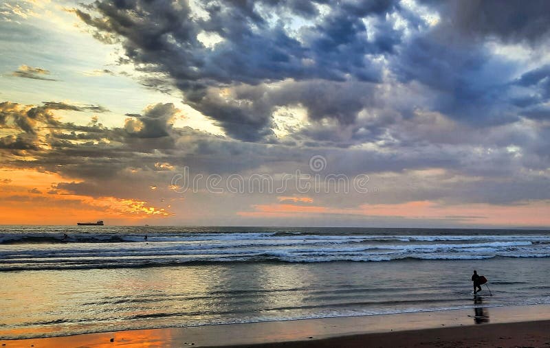 Look Sunset Beach Sea Nature Surf Editorial Stock Image - Image of ...