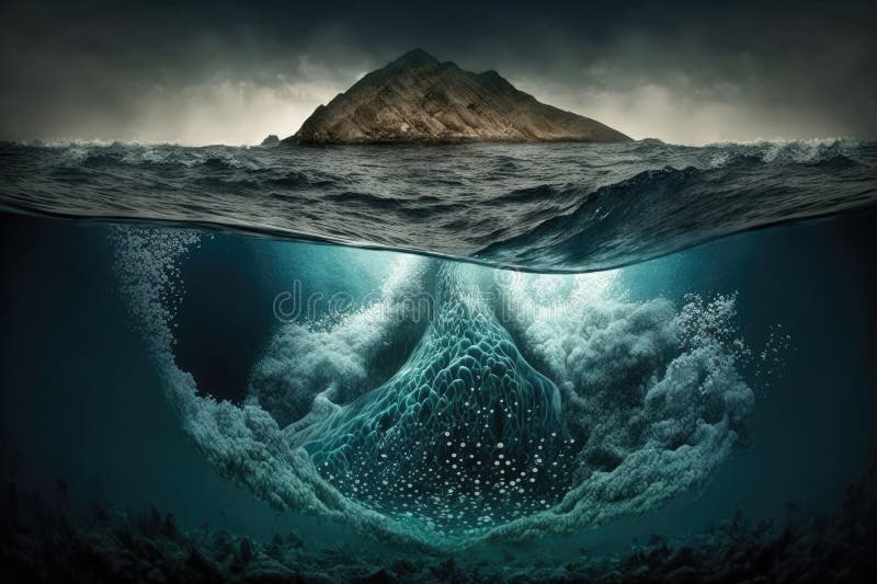 A Look at the Surface from Deep within the Ocean Stock Illustration ...