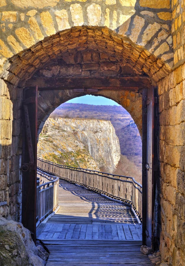 A Look Thru an Opened Stone Gate Stock Image - Image of fortress ...