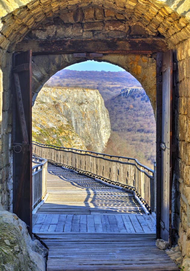 A Look Thru an Opened Stone Gate Stock Photo - Image of fort, gothic ...
