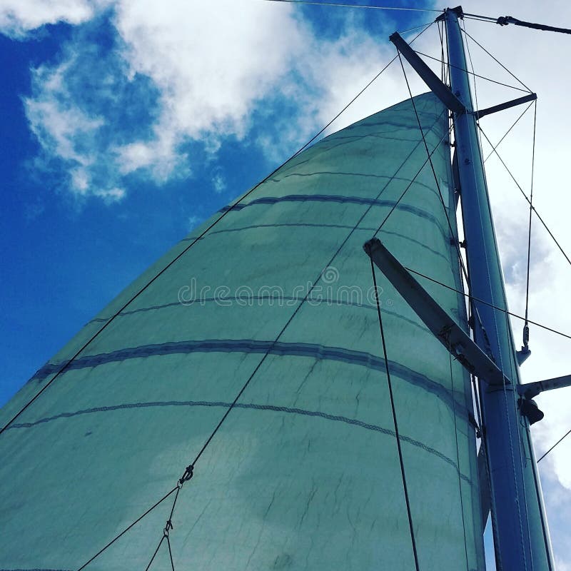 The Wind Has Filled Colorful Spinnaker Sail Stock Photo - Image of ...