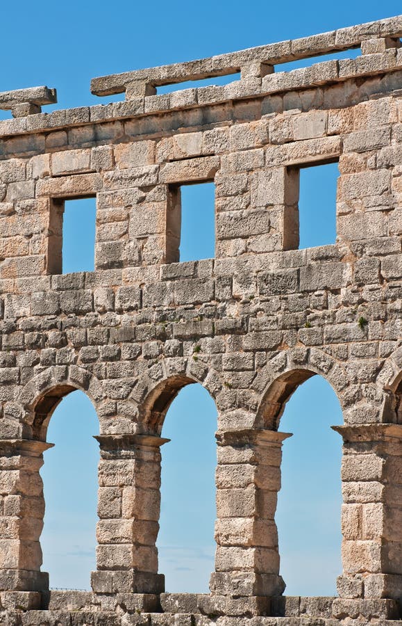 A Look Through The Wall Of The Arena In Pula Stock Image - Image of ...
