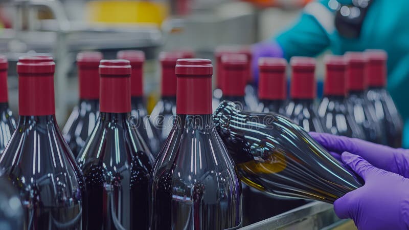 A Look into the Winemaking Process: Wine Bottling Line Stock Photo ...
