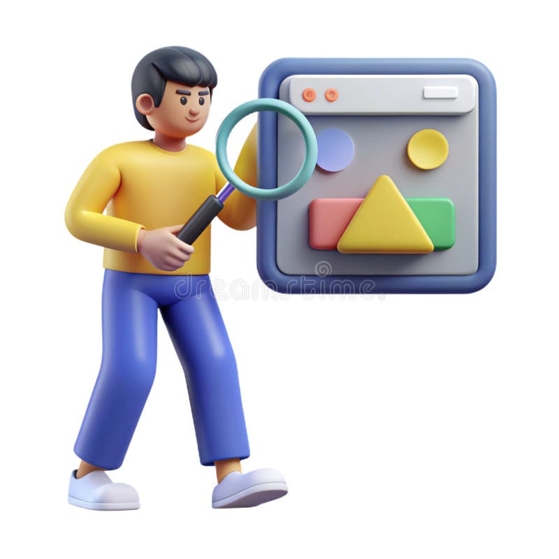 Looker Reverse Explore Search 3d Cartoon Style Illustration Generative ...