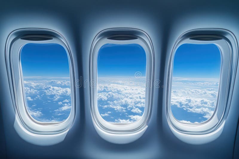 Airplane Windows Inside stock image. Image of bright - 71016633