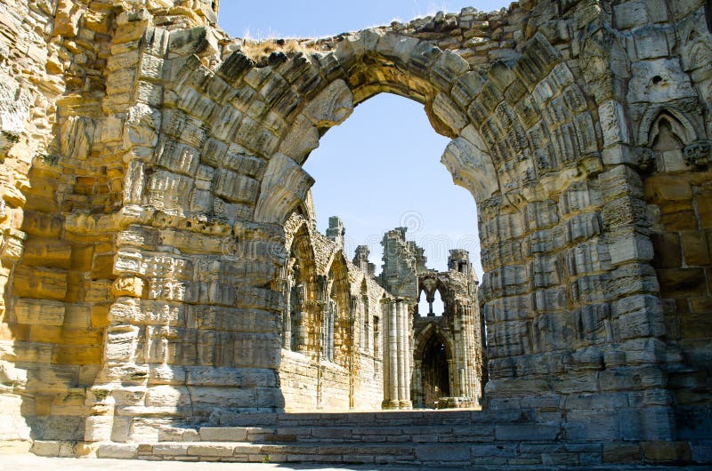 Looking through Arch at Whitby Abbey Ruins Stock Image - Image of ...