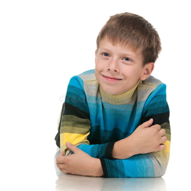Looking aside pensive boy stock image. Image of isolated - 34852043