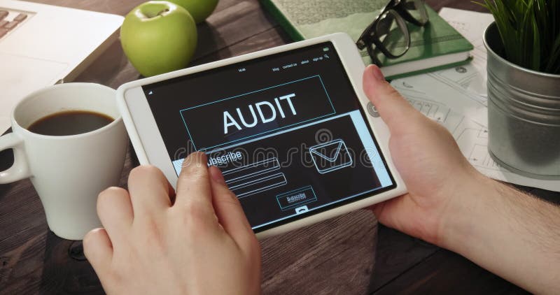 Looking at Audit App Using Portable Computer Stock Video - Video of ...