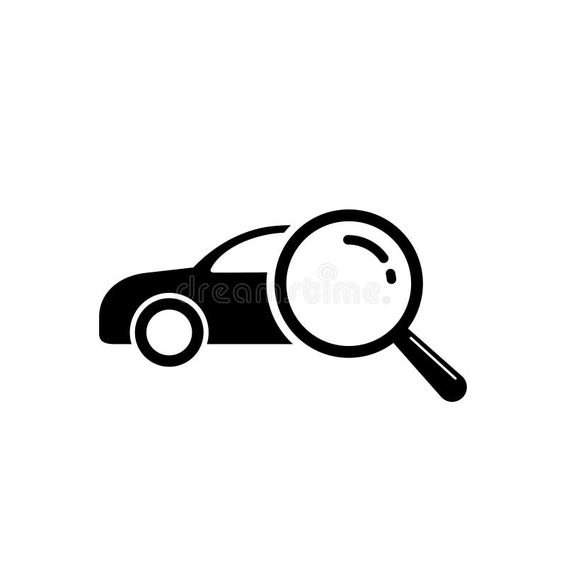 Looking for Car Selling Icon, Magnifying Glass Search Car, Vector Logo ...
