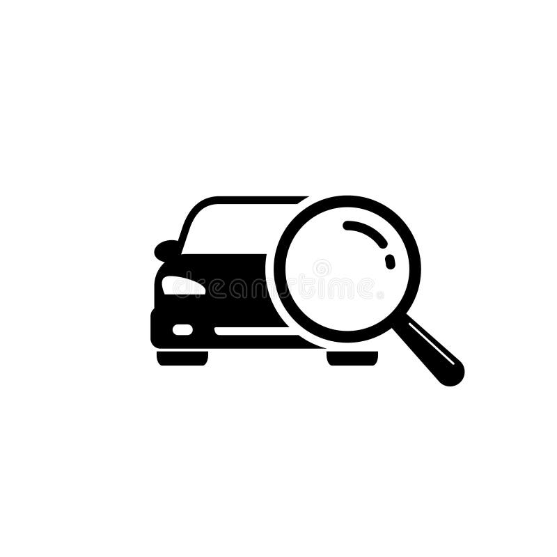 Looking for Car Selling Icon, Magnifying Glass Search Car, Vector Logo ...