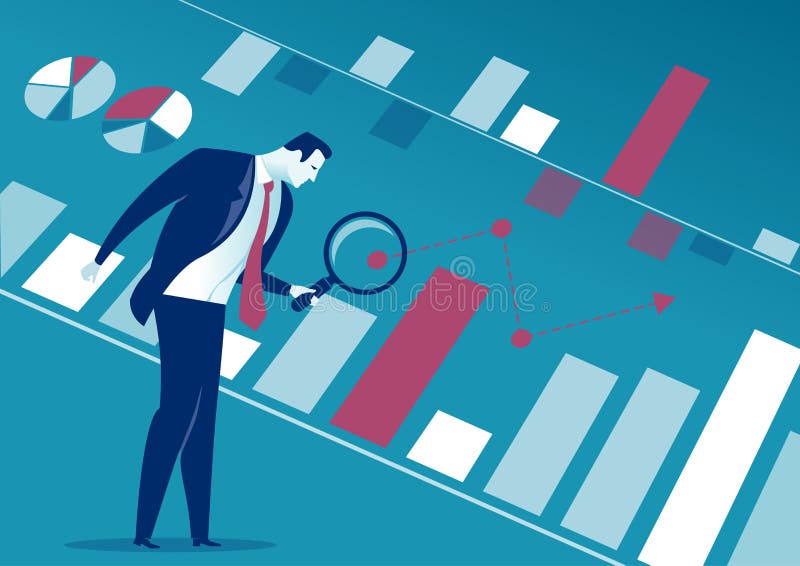 Manager Analyzes Rising Graph Stock Vector - Illustration of ...