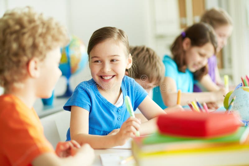 Looking at classmate stock image. Image of classroom - 33831835